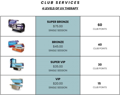 Club Points Packages - SunsUp Tan & Wellness Spa